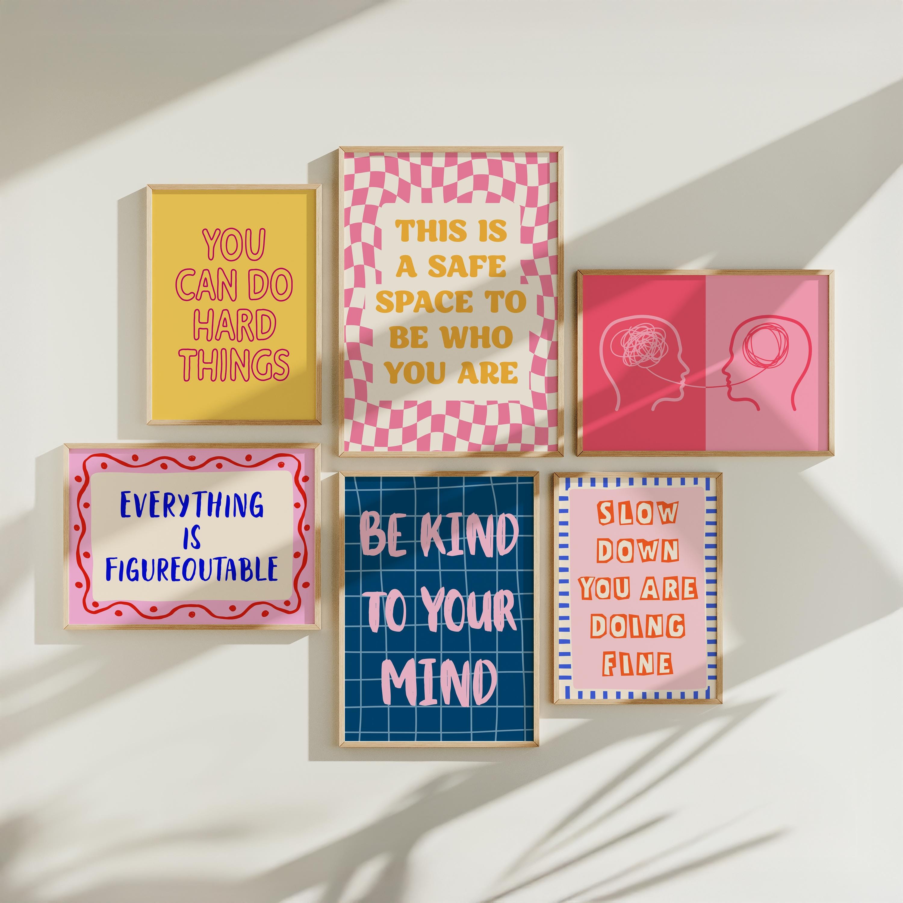 Mental Health Wall Art Set, 6 Mental Health Posters for Therapy Office ...