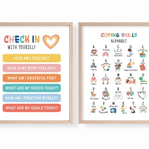 Set of 12 Posters, Mental Health Prints Bundle, Growth Mindset, Coping ...