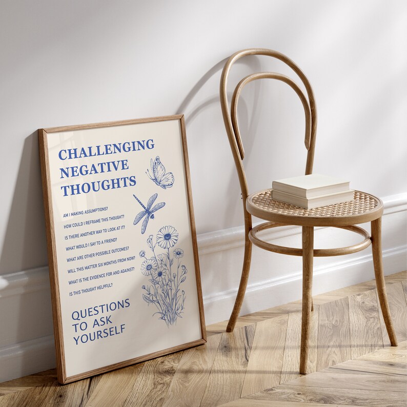 Challenging Negative Thoughts Printable, Mental Health Art Print ...