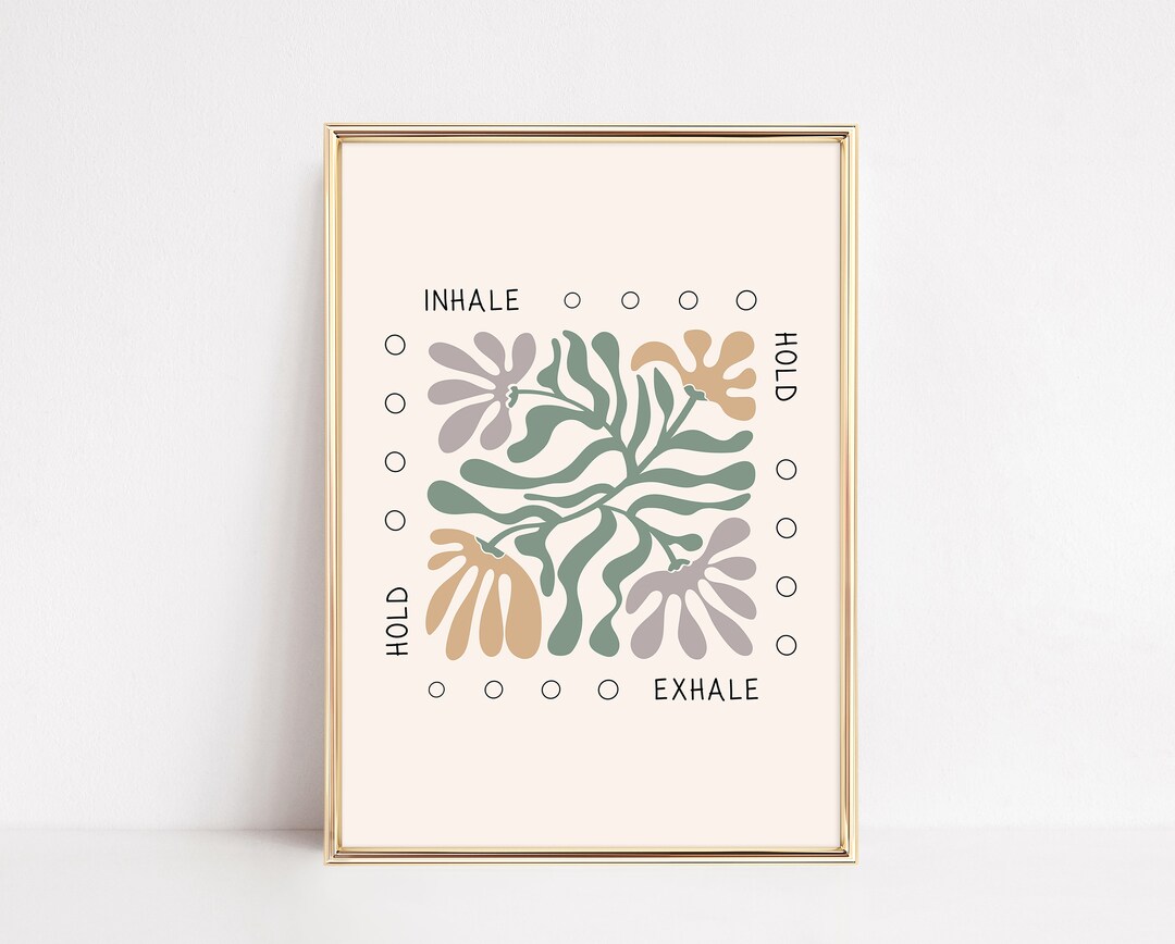 Mindful Breathing, Box Breathing Poster, Therapy Office Decor ...