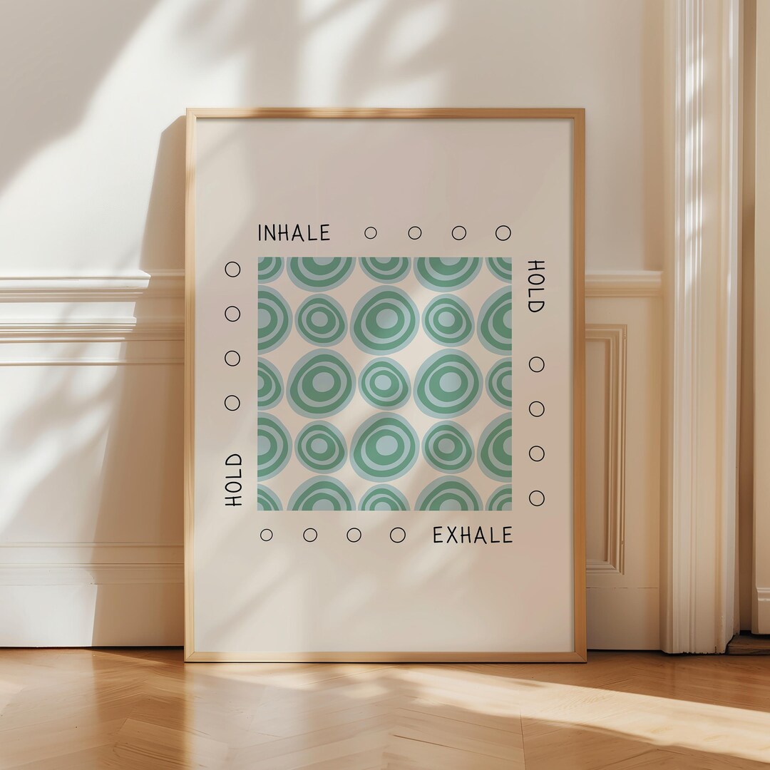 Mindful Breathing Poster, Therapy Office Decor, Breathing Exercises ...