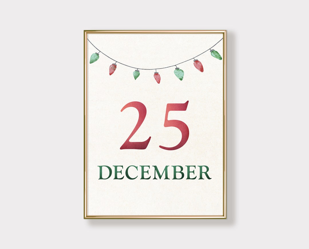 25 December Print Christmas Printable Wall Art December 25th - Etsy