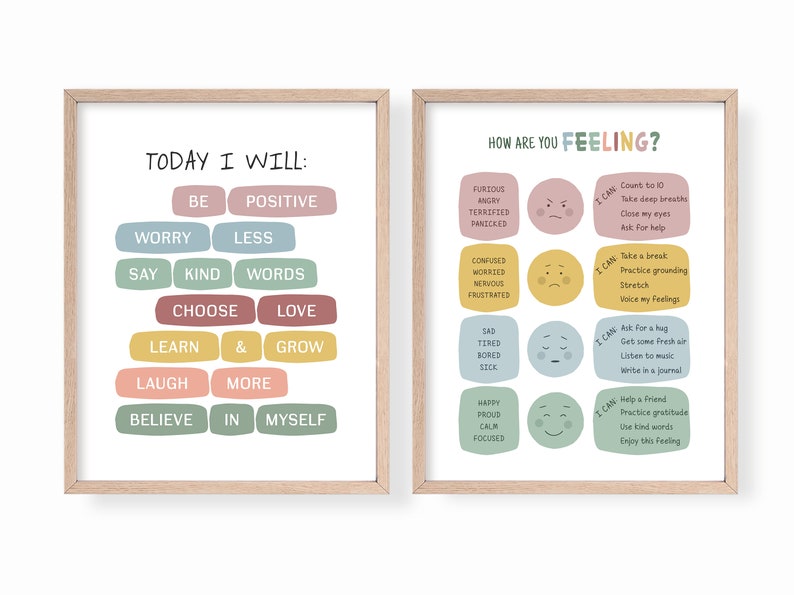 Set of 12 Psychology Posters, Calming Corner Bundle for Classroom Decor ...