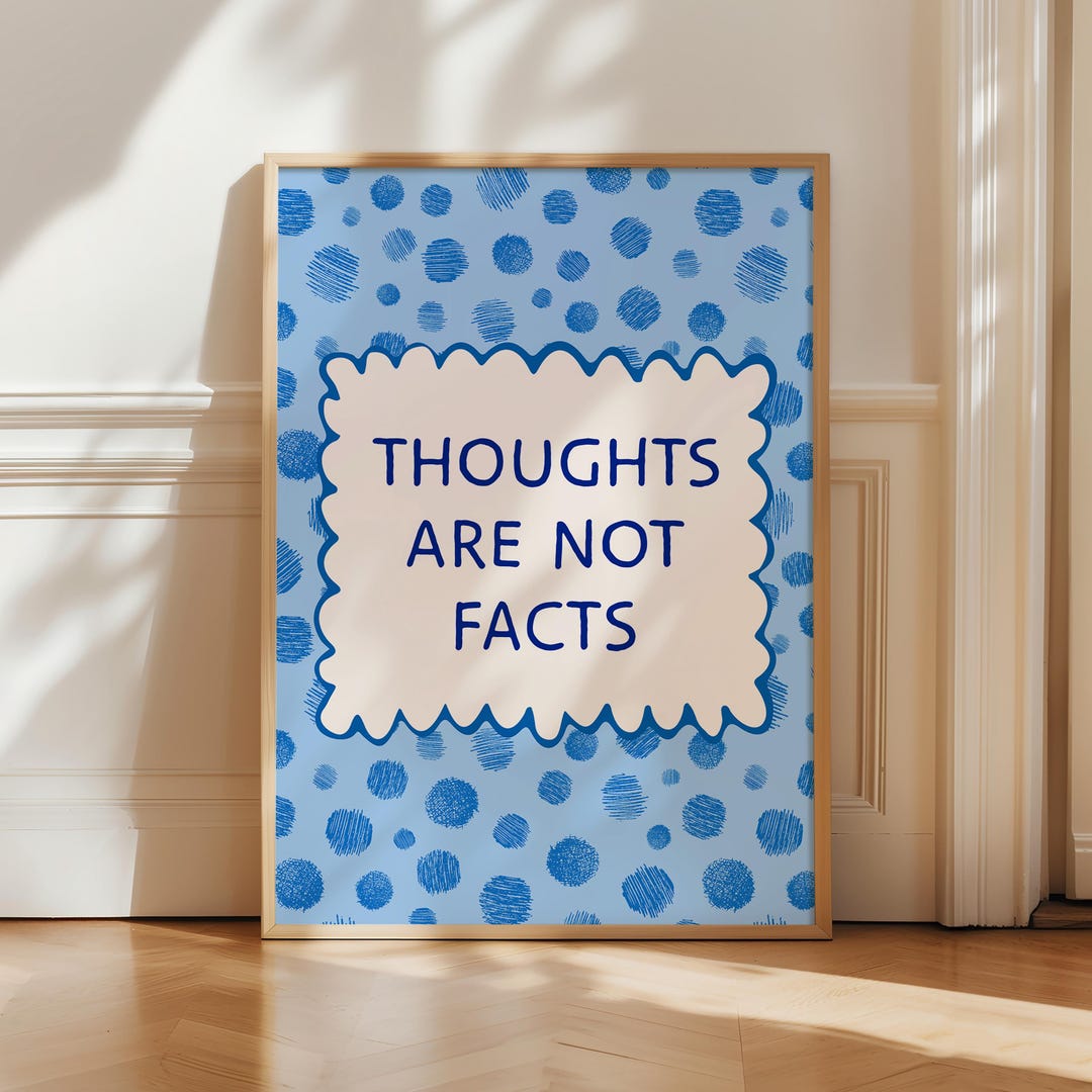 Thoughts Are Not Facts, Mental Health Wall Art Blue, Therapy Office ...
