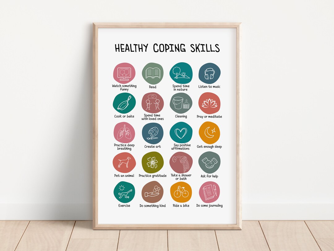 Healthy Coping Skills Poster, Therapy Office Decor, School Counselor ...