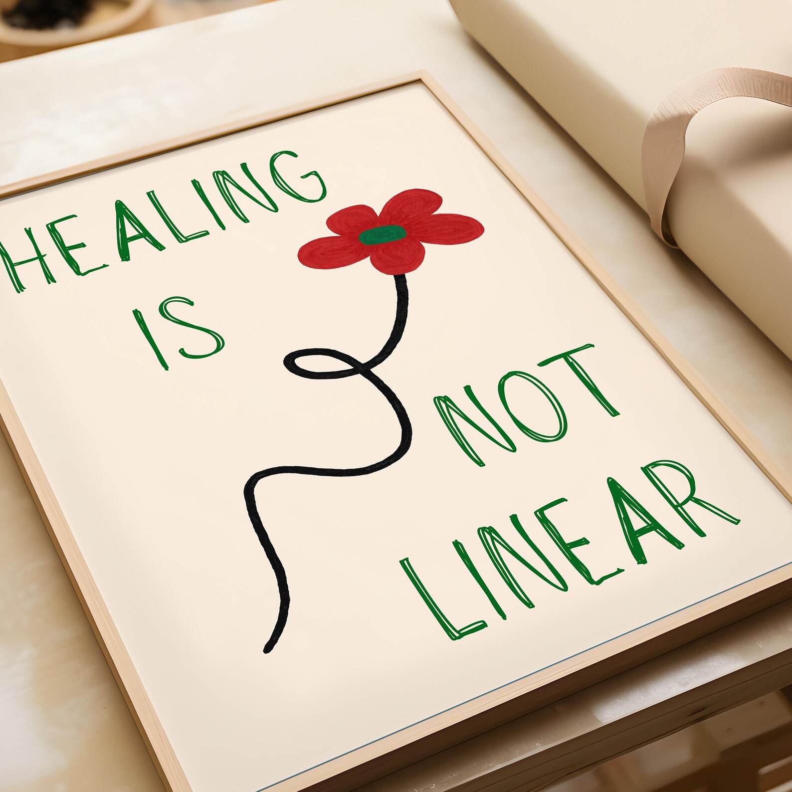 Healing is Not Linear, Mental Health Wall Art, Therapy Office Decor ...