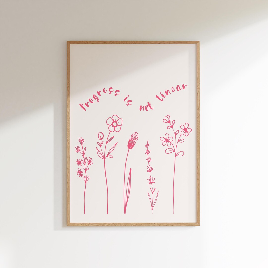 Progress is Not Linear Wall Art Print, Mental Health Poster Pink ...