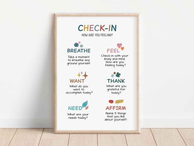 Daily Check-in Poster, Daily Checklist, Therapy Office Decor, School ...