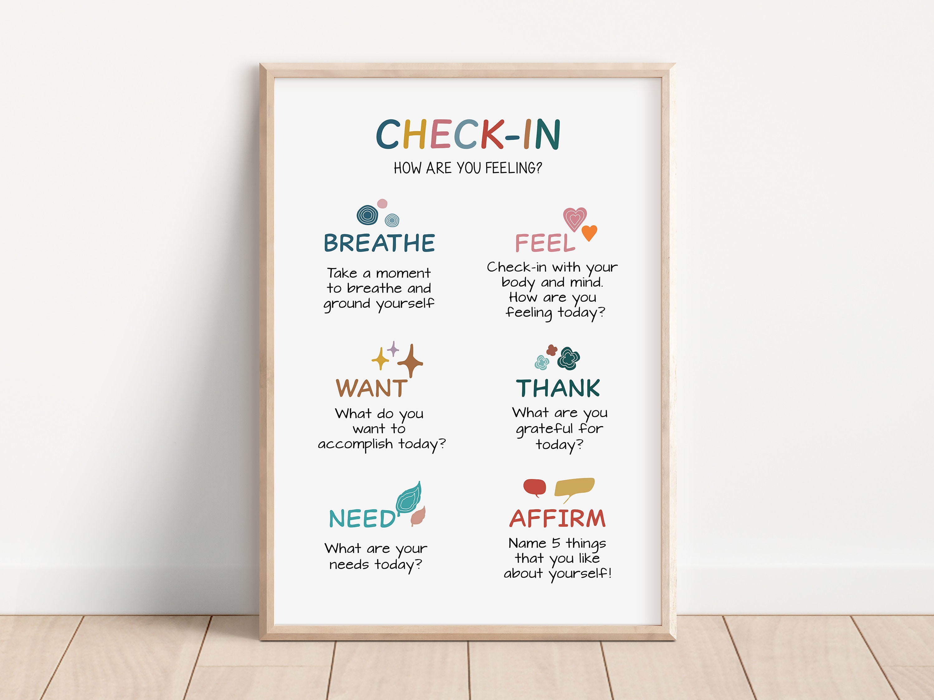 Daily Check-in Poster, Daily Checklist, Therapy Office Decor, School ...