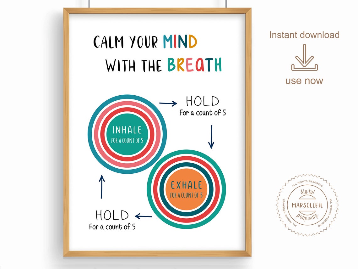 Box Breathing Mindful Breathing Poster Breathing Exercises - Etsy