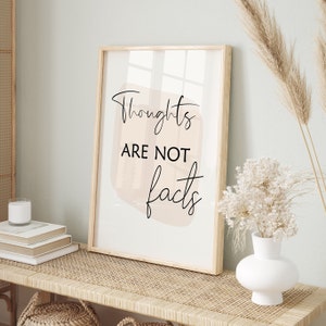 Thoughts Are Not Facts Poster, Mental Health Wall Art, Therapy Office ...
