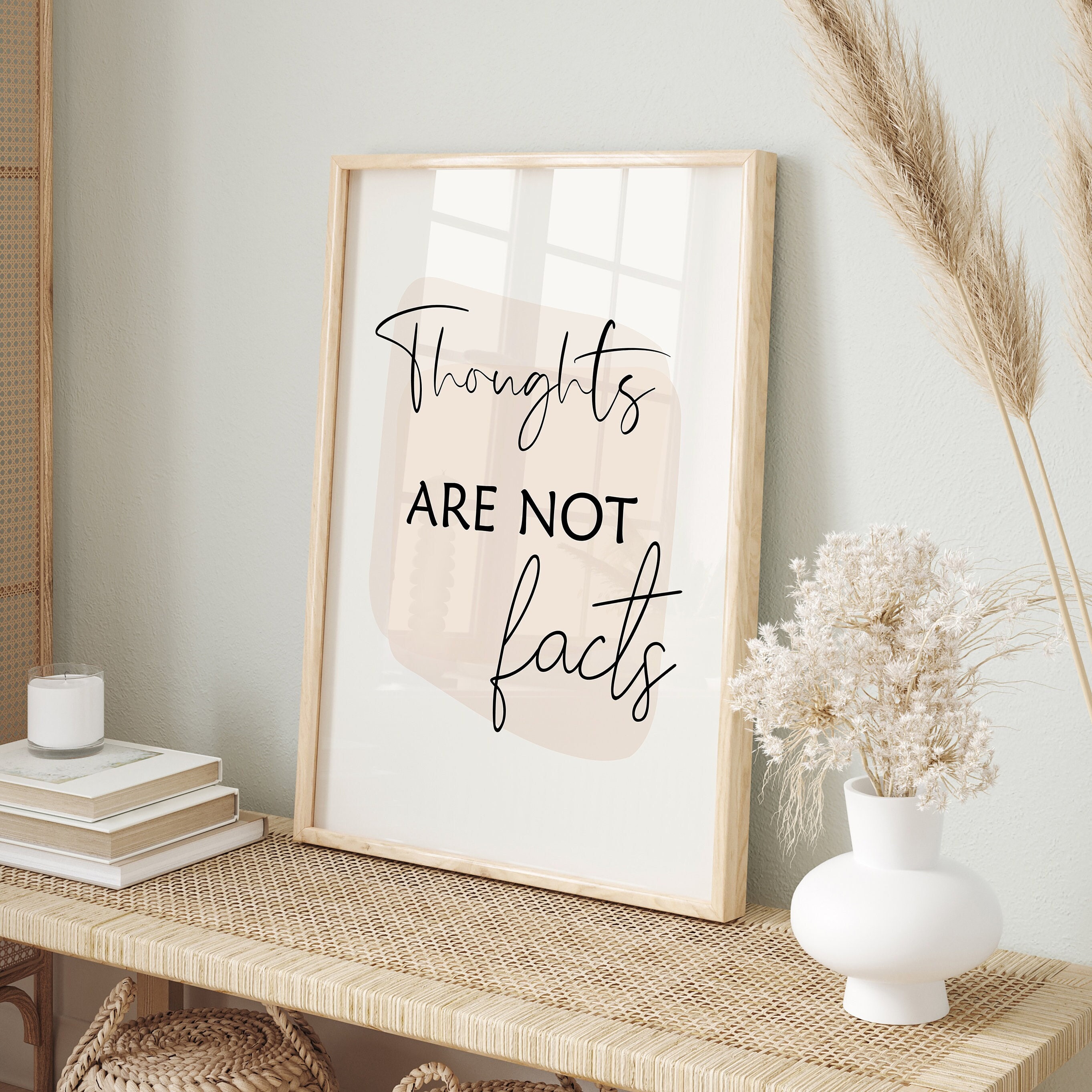 Thoughts Are Not Facts Poster, Mental Health Wall Art, Therapy Office ...