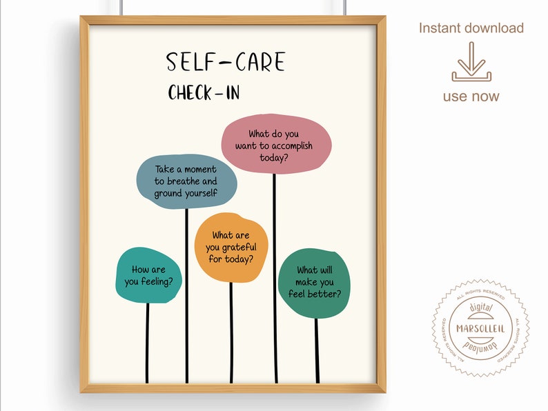 Self Care Check In Daily Checklist Self Care Art Prints - Etsy