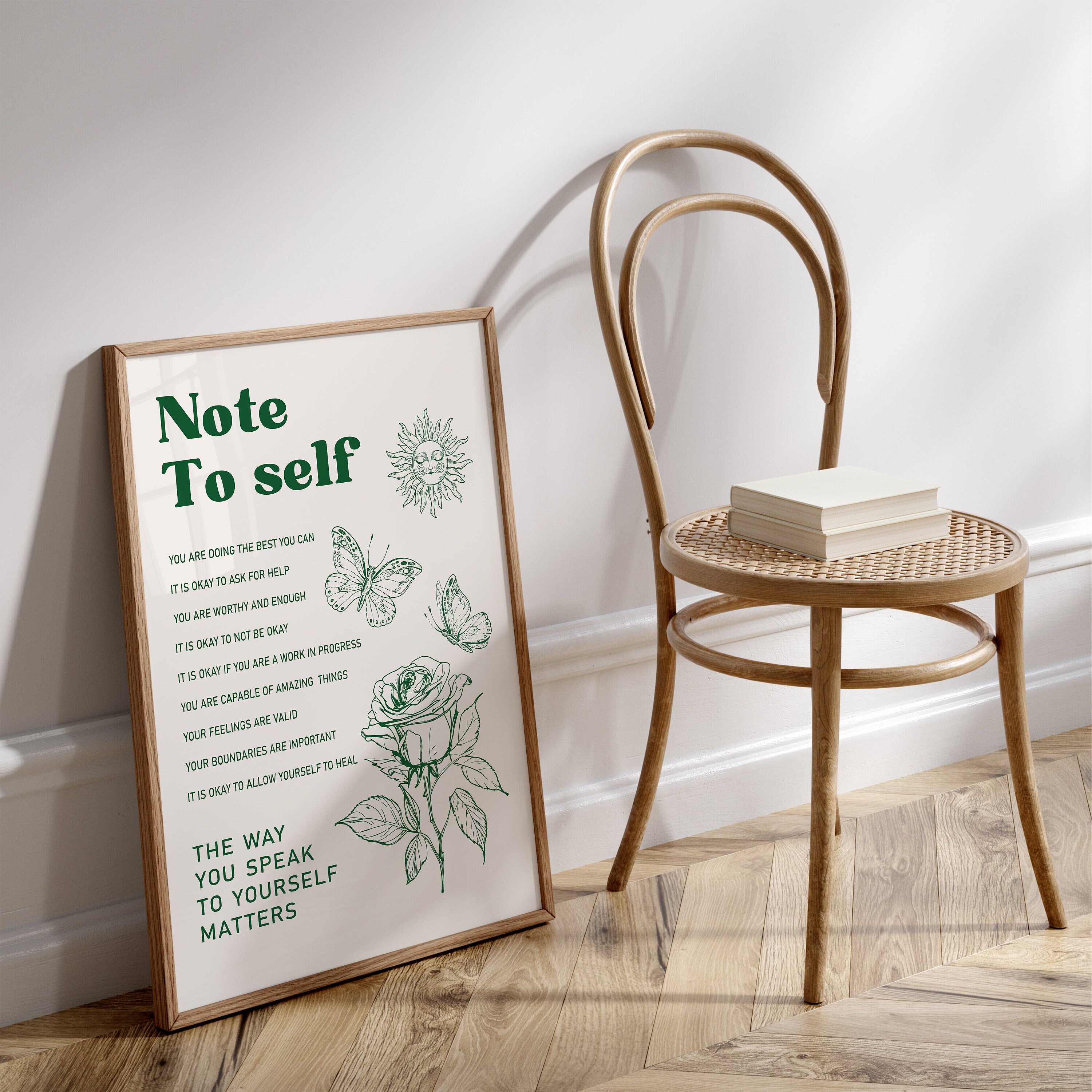 Note to Self Printable Wall Art, Therapy Office Decor, Mental Health ...