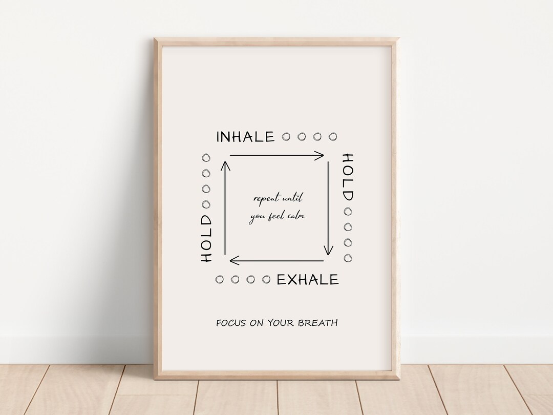 Mindful Breathing Poster, Grounding Exercises, Box Breathing Technique ...