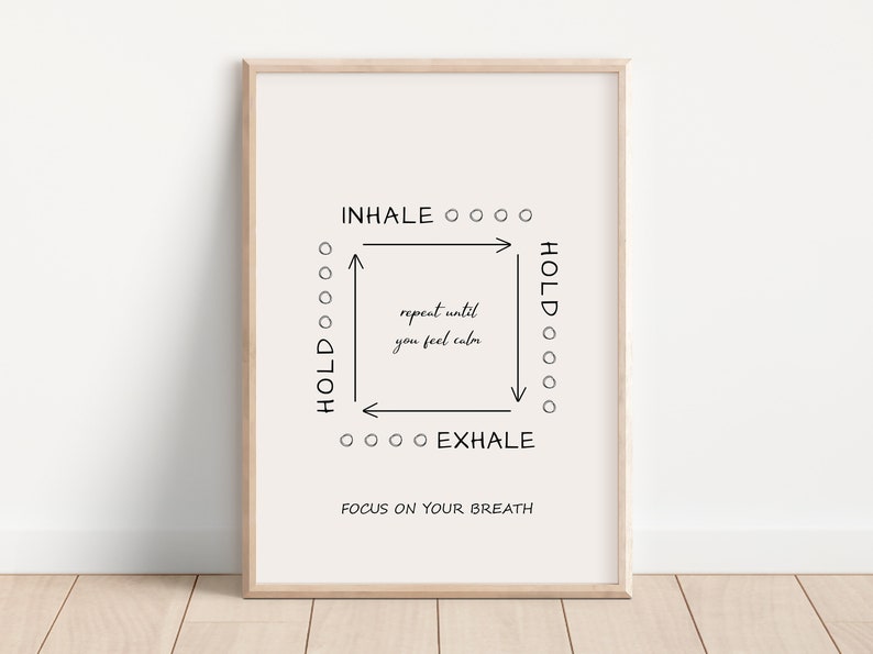 Mindful Breathing Poster, Grounding Exercises, Box Breathing Technique ...