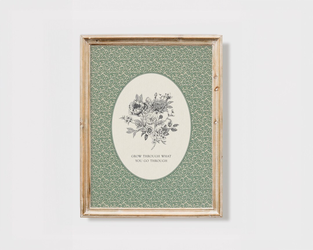Grow Through What You Go Through, Vintage Office Decor, Mental Health ...