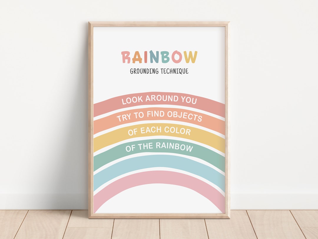 Rainbow Technique Poster, Anxiety Grounding, Mental Health, Calm Down ...