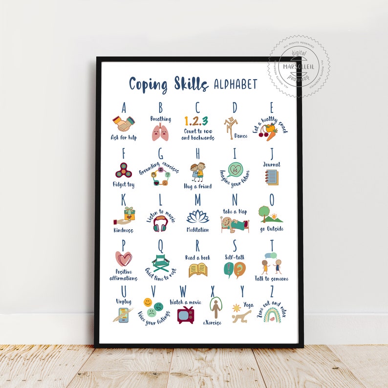 Coping Skills Alphabet Poster School Counselor Office Decor | Etsy