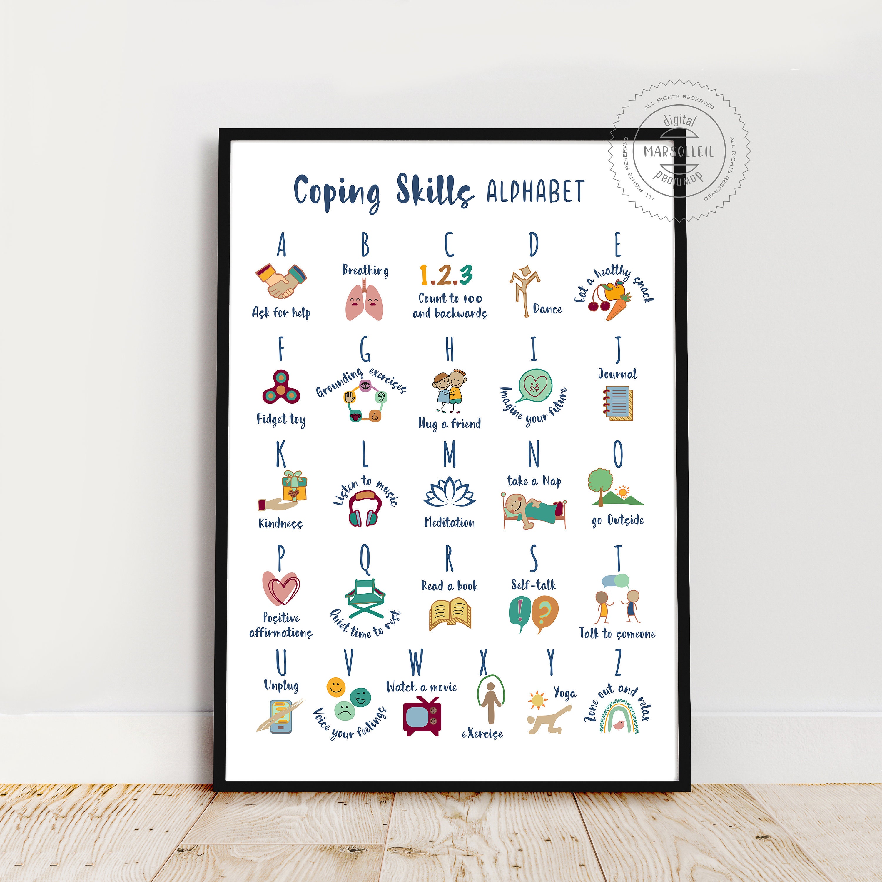 Coping Skills Alphabet Poster School Counselor Office Decor - Etsy Canada