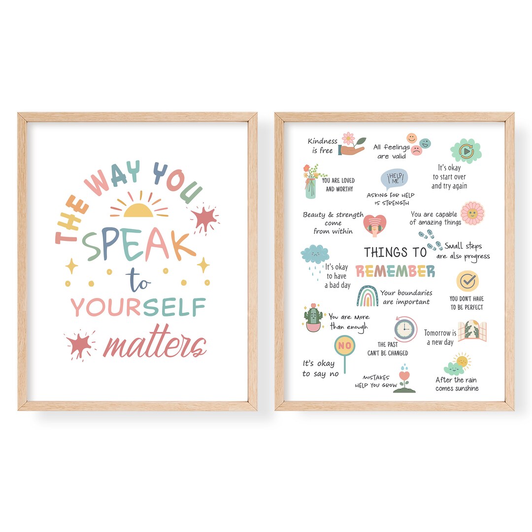 Set of 2 Mental Health Posters, Positive Affirmations, Things to ...