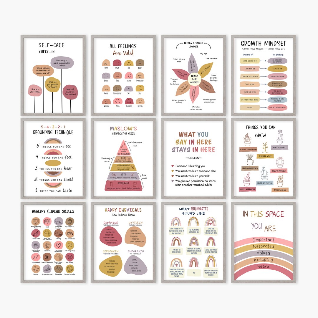 Psychology Bundle Print, Set of 12 Psychology Art Prints, Therapy ...