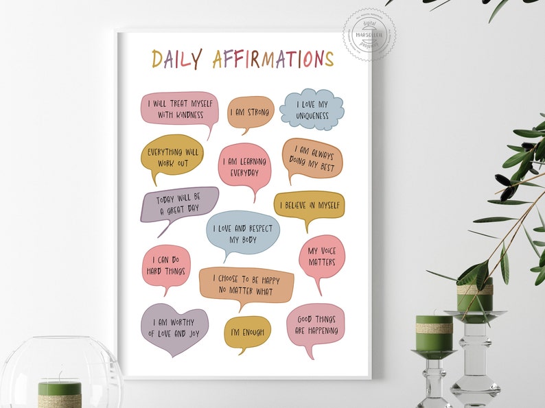 Daily Affirmations Mental Health Poster Therapy Office - Etsy