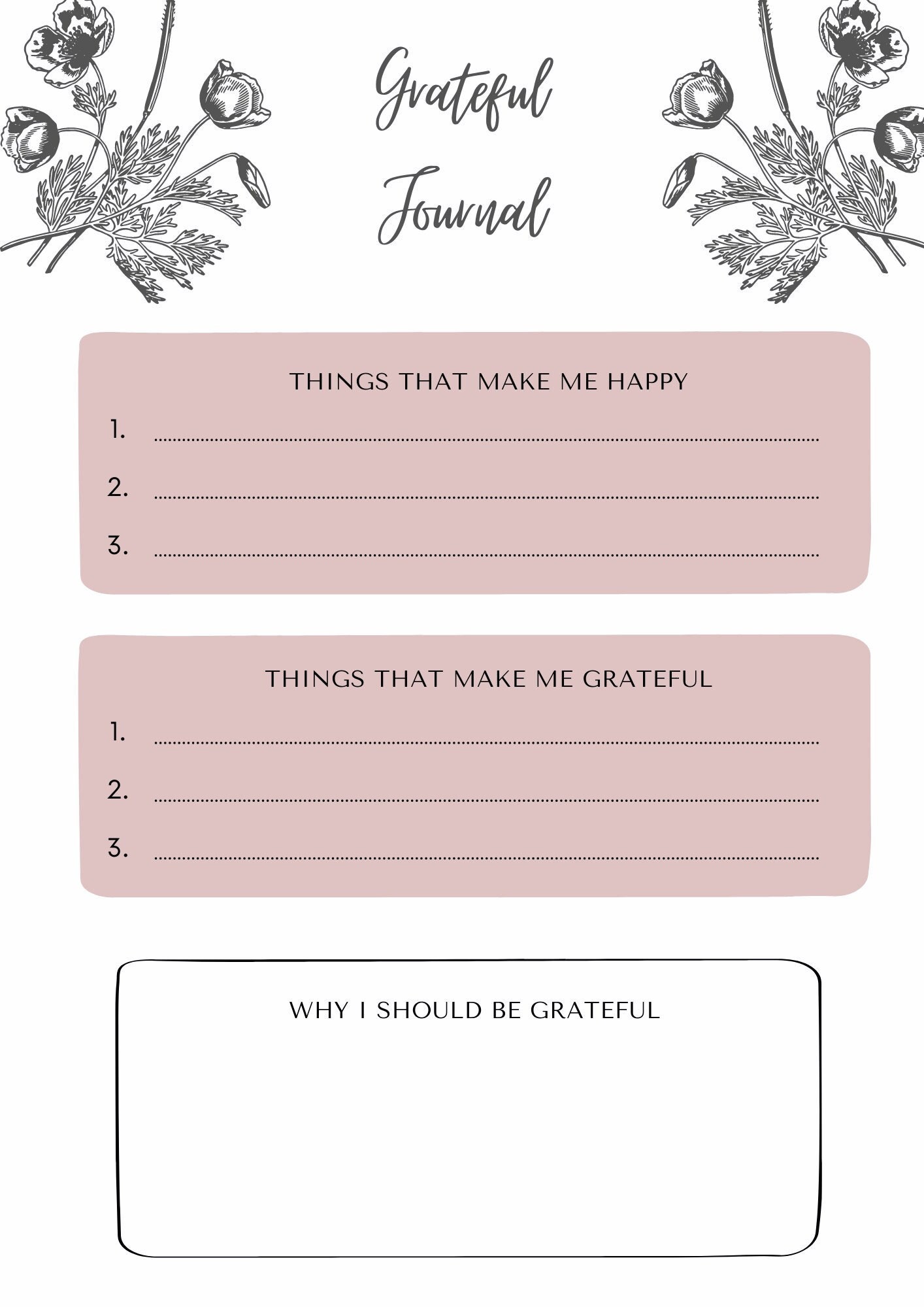 Gratitude Journal Template , Gratitude Journal , Printable, Digital PDF ...