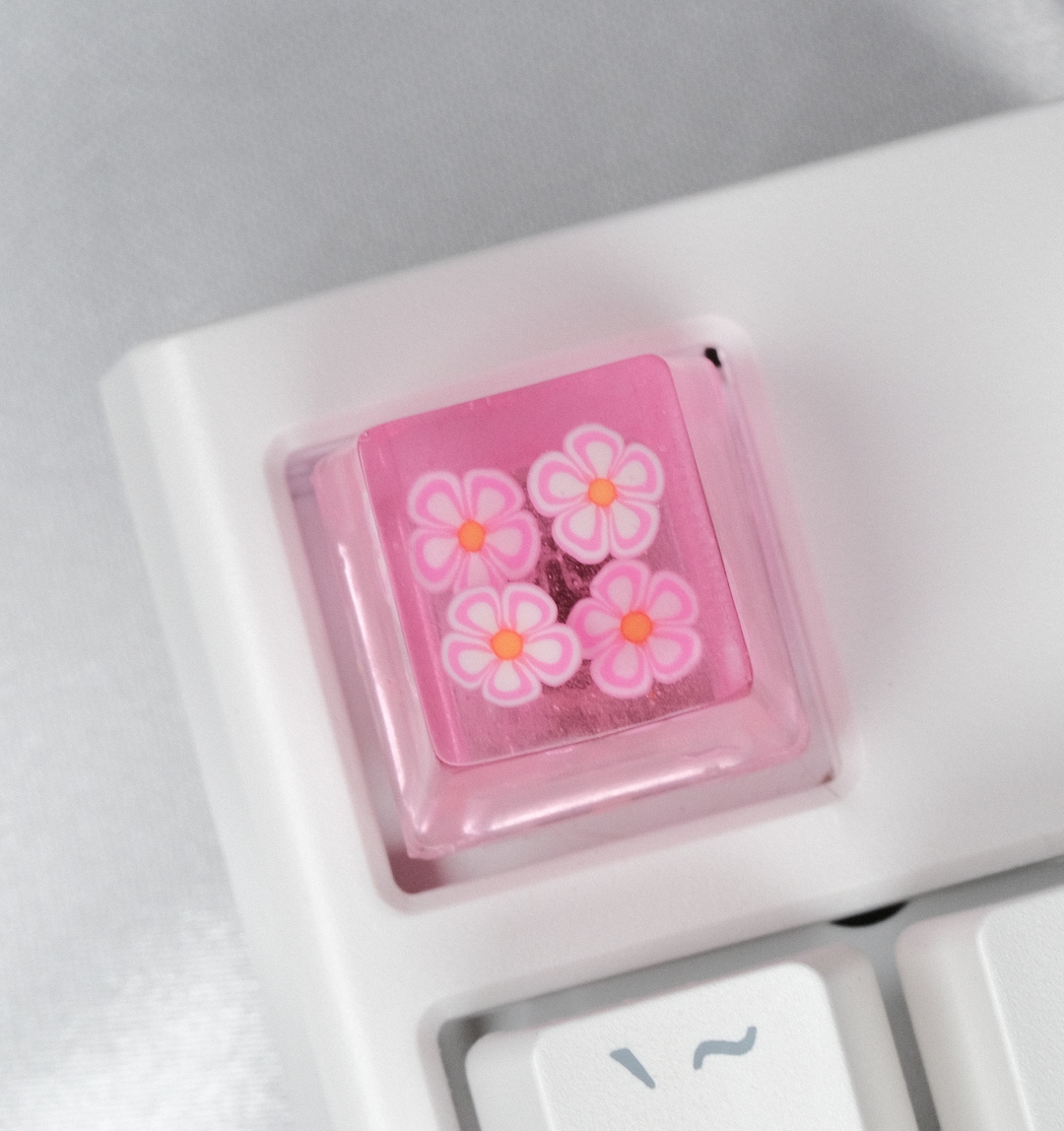 Pink Flower Resin Keycap - Etsy