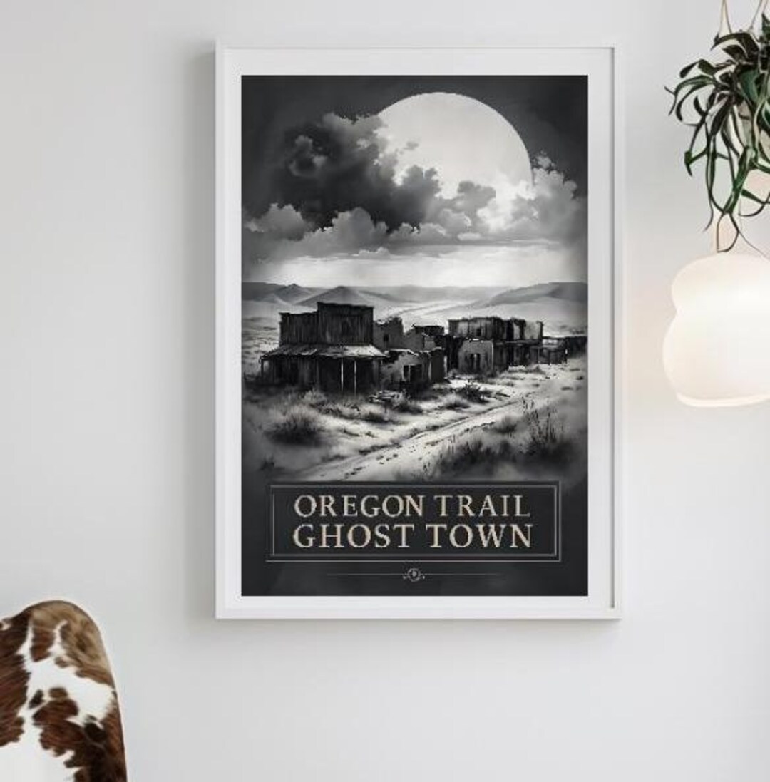 Oregon Trail Ghost Town Poster | Charcoal Styled AI Art for Instant ...