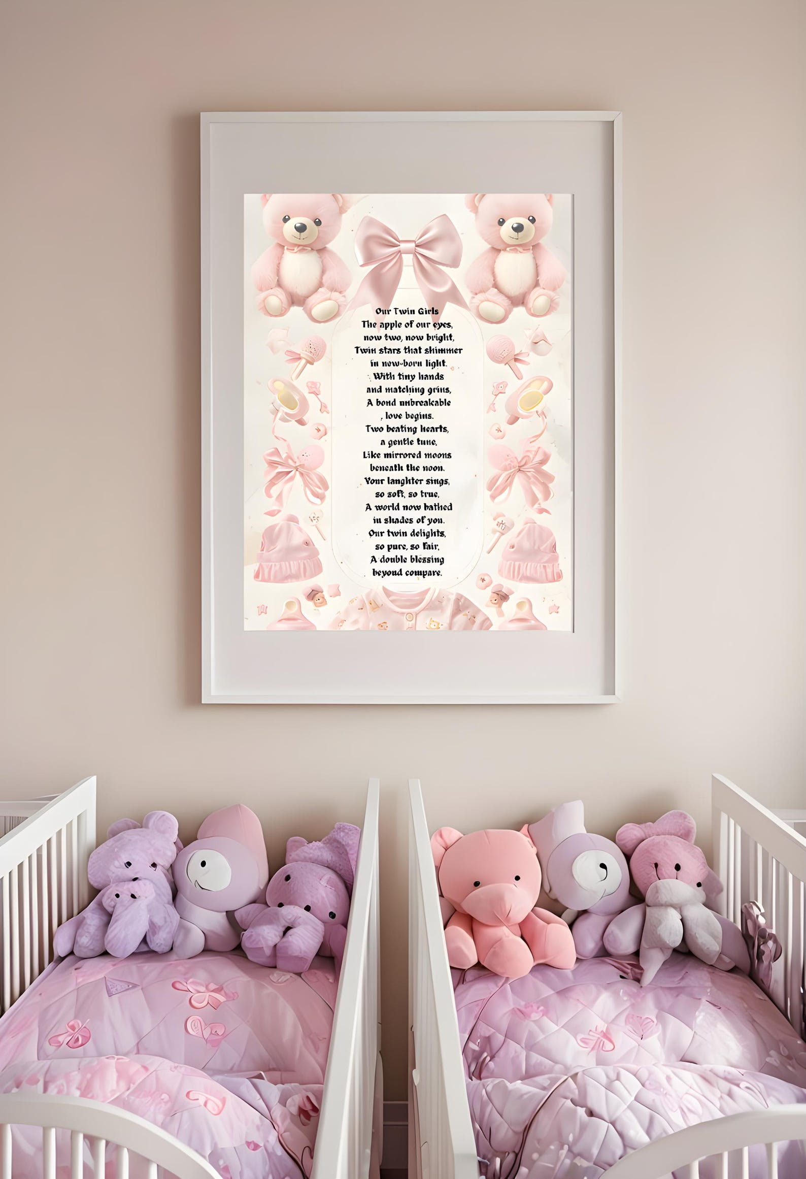 Poetic Twin Nursery Art | Ai-generated Sentimental Print | Instant ...