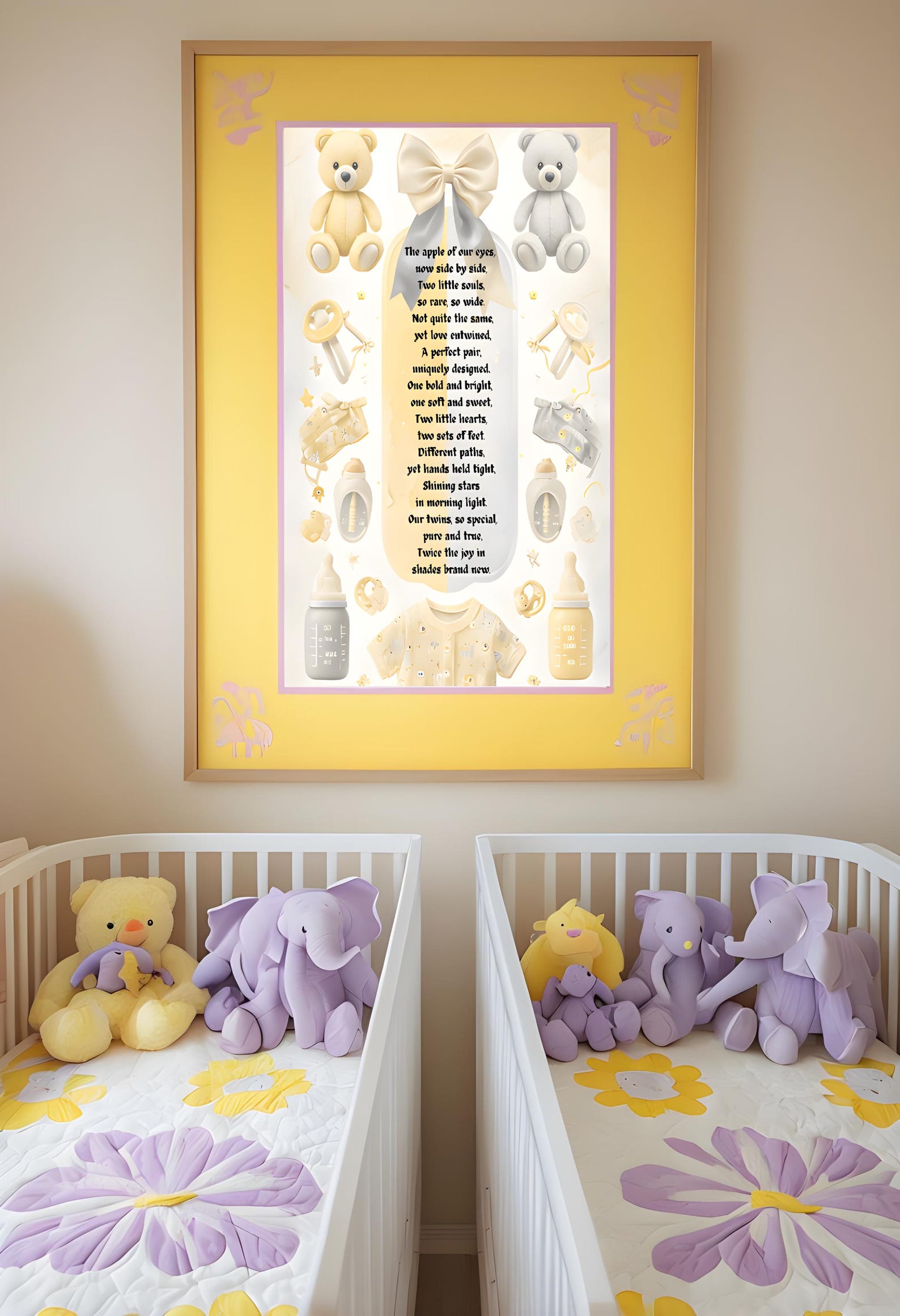 Poetic Twin Nursery Art | Ai-generated Sentimental Print | Instant ...