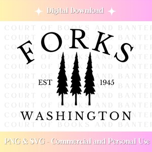 Twilight Inspired Forks Washington SVG PNG File for T-shirts Totes ...