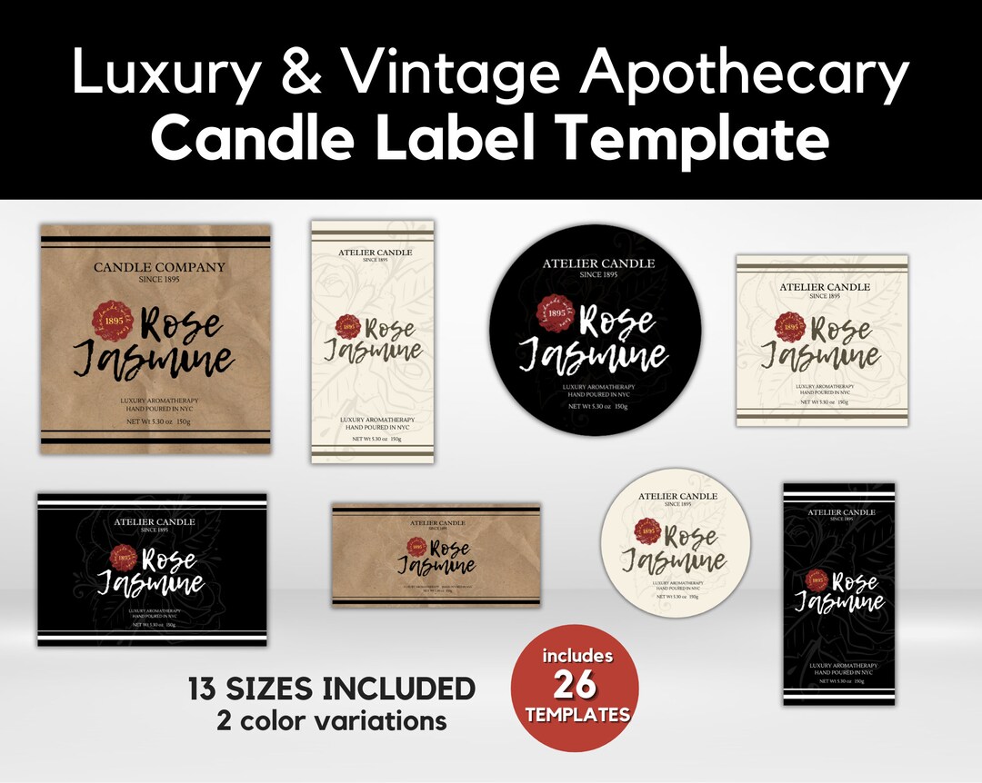 Luxury Candle Label Bundle Template for Candle Branding, Modern Candle ...