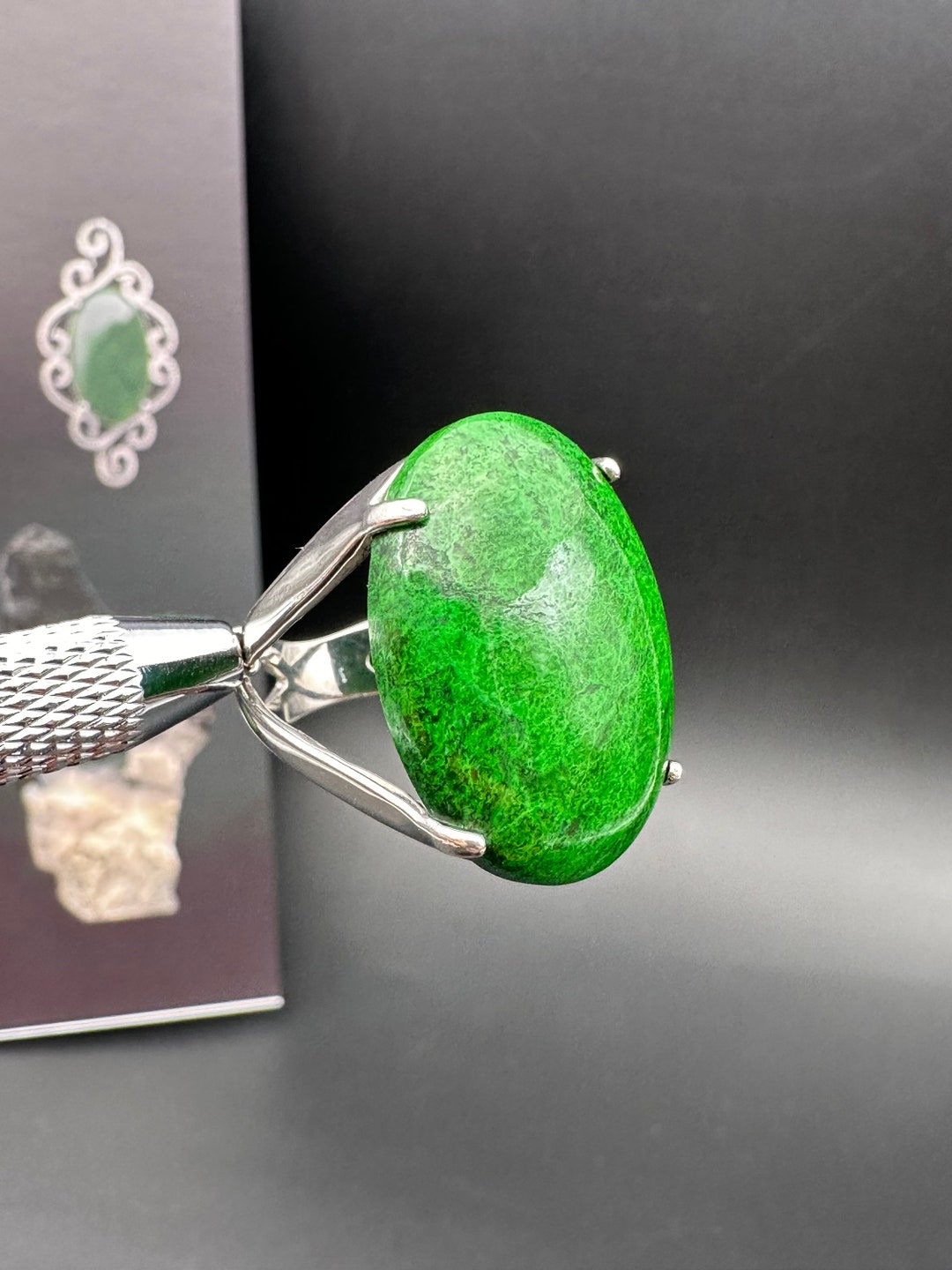 Sannan Skarn Ring, Green Pakistan Gemstone, Jewelry Making - Etsy