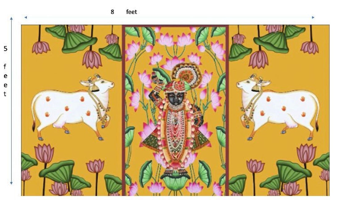 Indian Pooja Backdrop Pictures Pichwai Cow With Thirumala God for Home ...