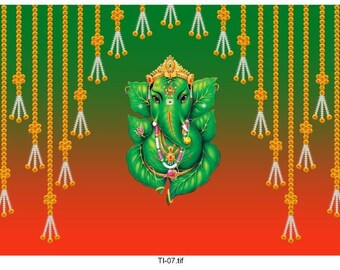Indian Pooja Backdrop Pictures Ganesh With Floral Strings Designed for ...