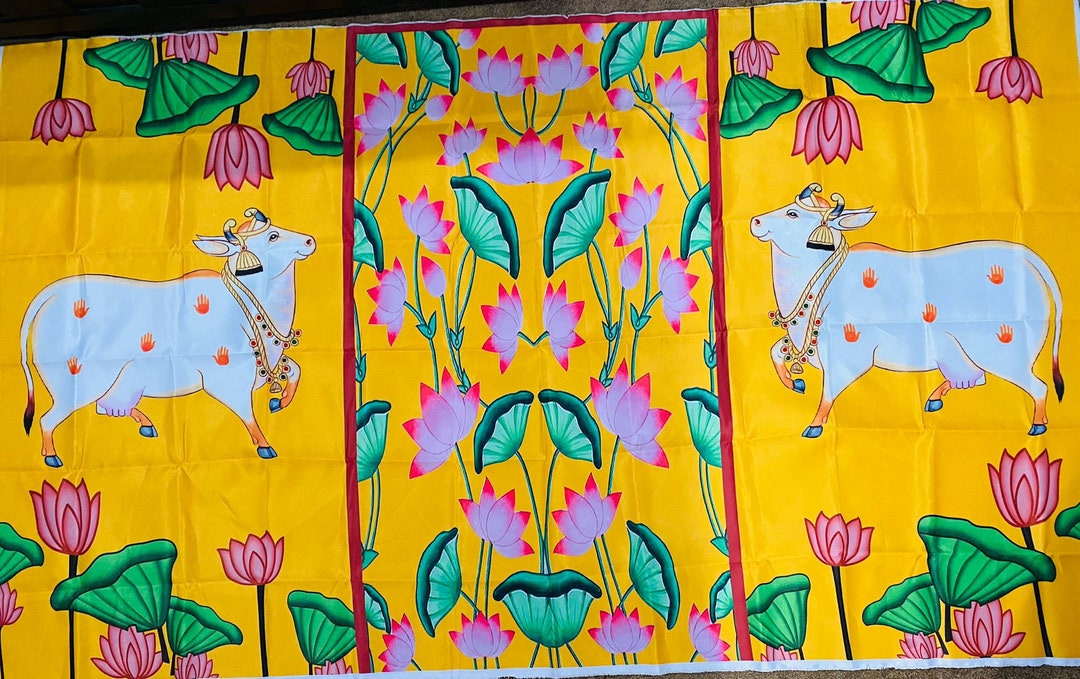 Pichwai Cow Print Backdrop, Indian Pooja Decor - Etsy