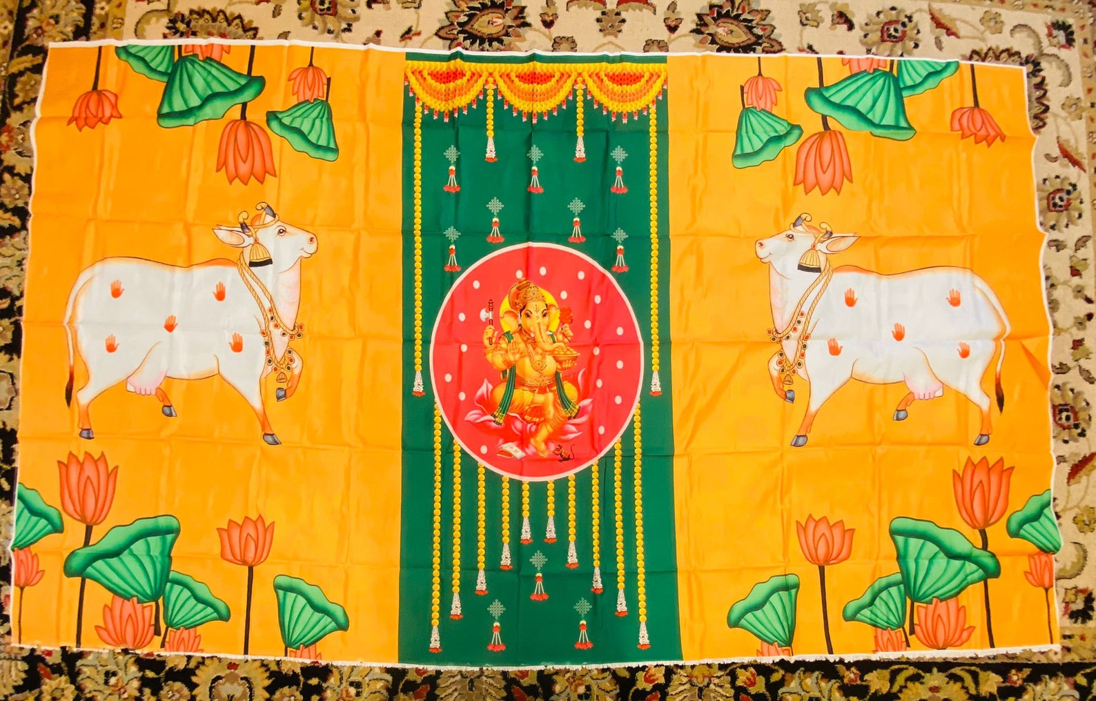 Cow Ganesh Pooja Backdrop, Indian Festival Decor - Etsy