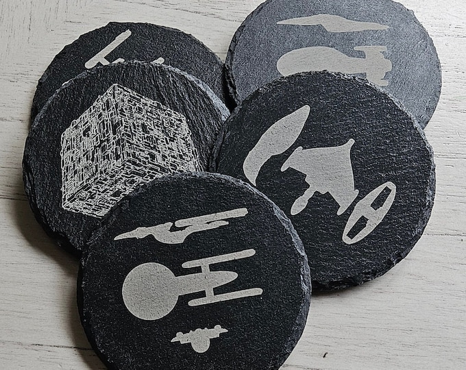 Star Trek Themed Laser-engraved Slate Coasters Choose Your Iconic Ships ...
