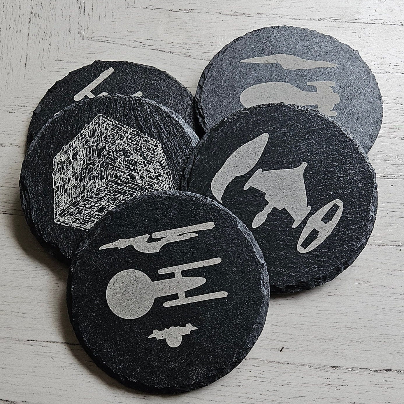 Star Trek Themed Laser-engraved Slate Coasters - Choose Your Iconic ...