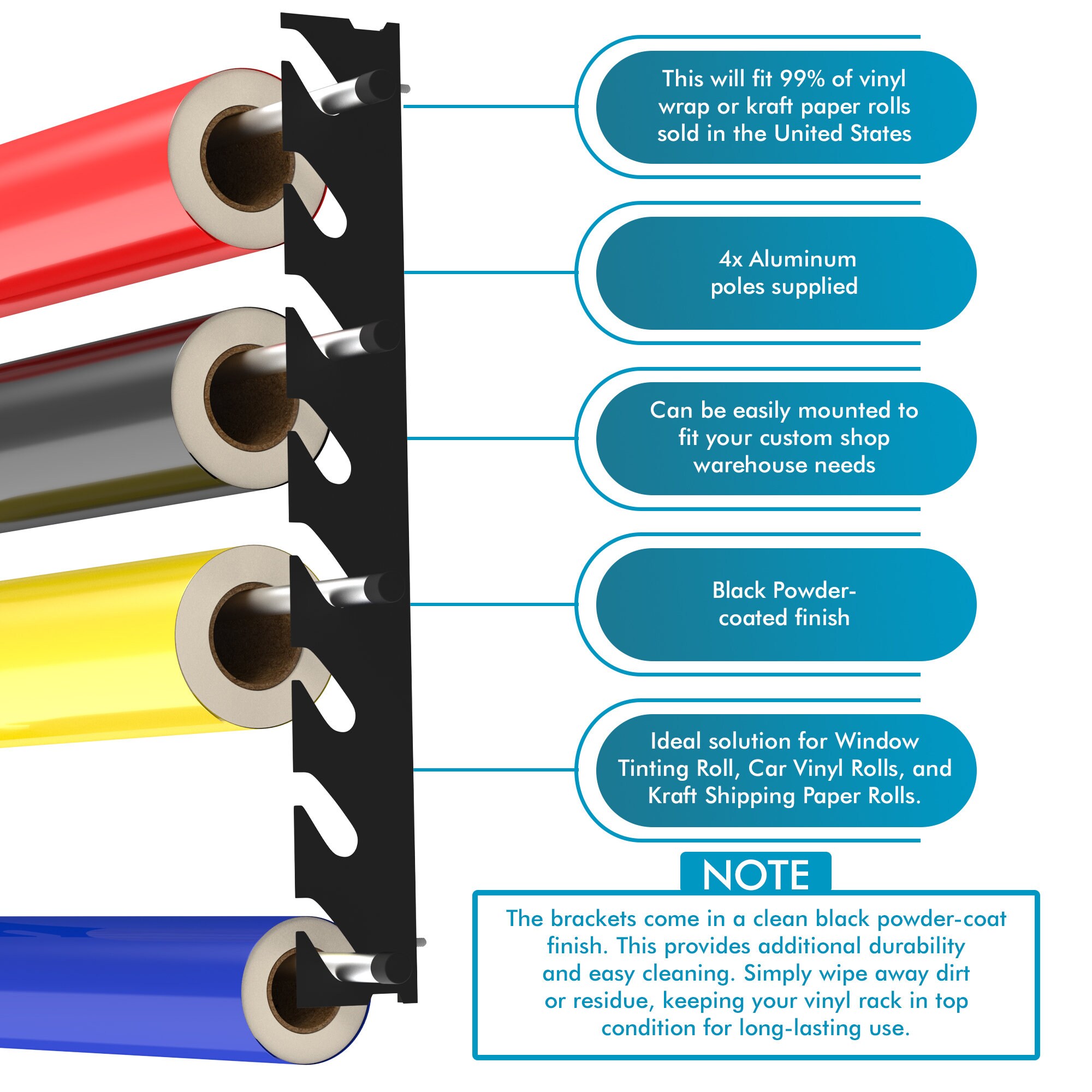 Car Wrap Vinyl Roll Wall Mount Holder Dispenser Paper Packing 156cm US ...