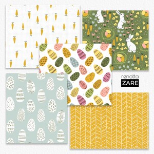 Easter Bunny and Egg Patterns Spring Easter Fabric Cute Carrots Flowers ...