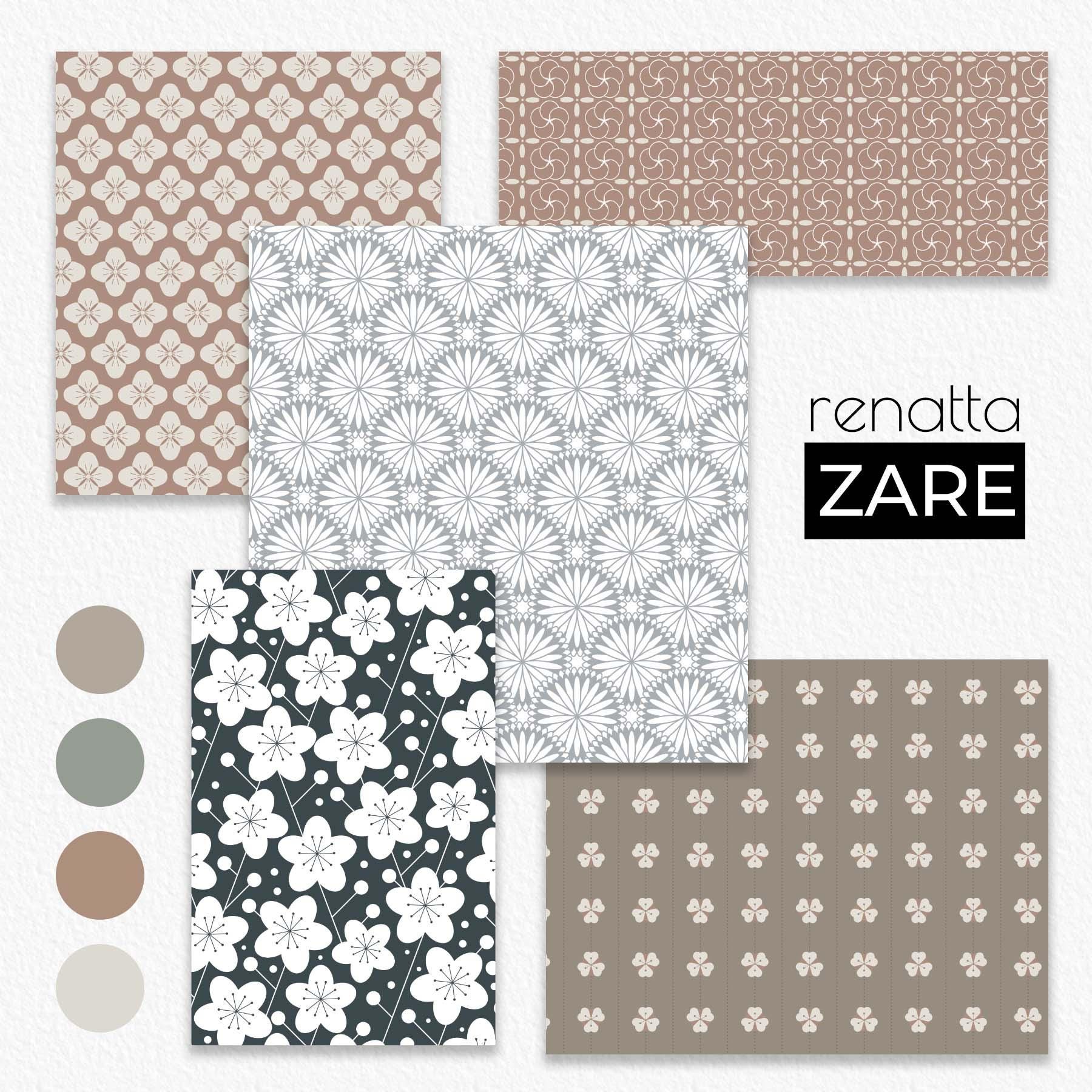 Japanese Bloom Pattern Digital Paper, SEAMLESS Floral Pattern, Modern ...