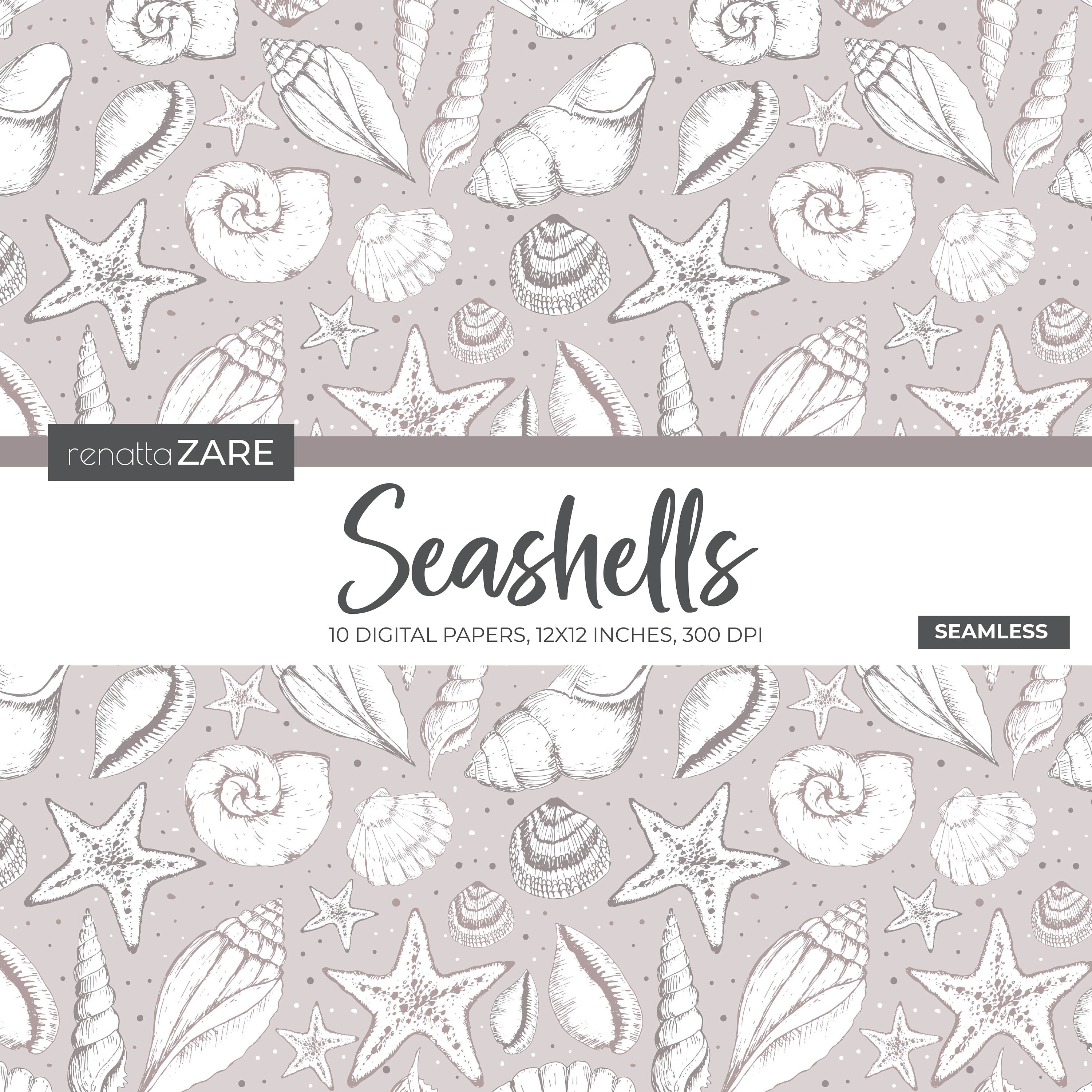 Seashells Digital Patterns. 10 JPG Seamless Digital Papers. - Etsy