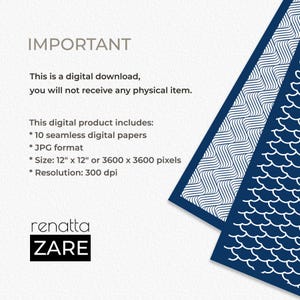 Blue Japanese Pattern Digital Paper, SEAMLESS Sashiko Pattern, Modern ...
