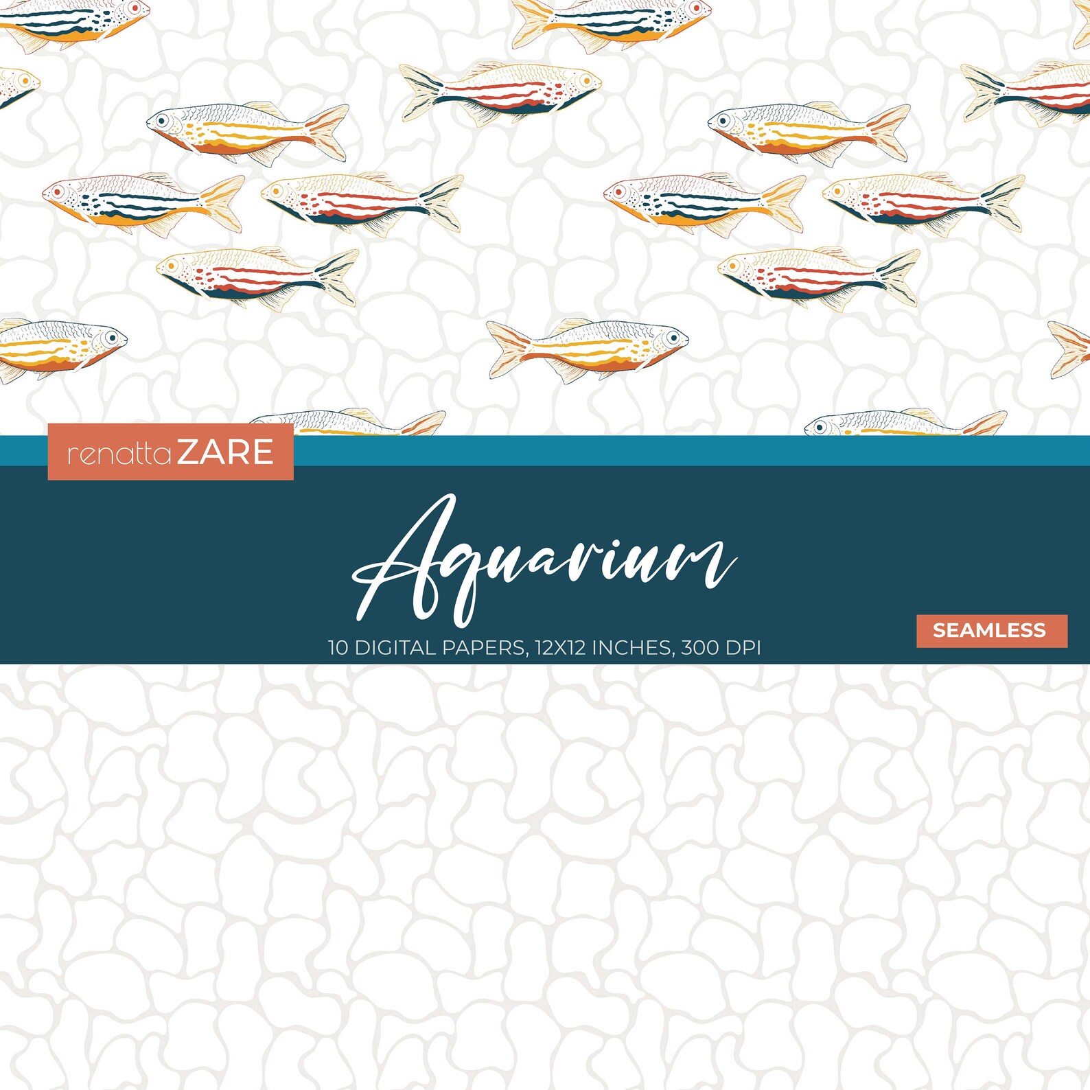 10 Underwater Digital Paper, Seamless Digital Paper, Aquarium Seamless ...