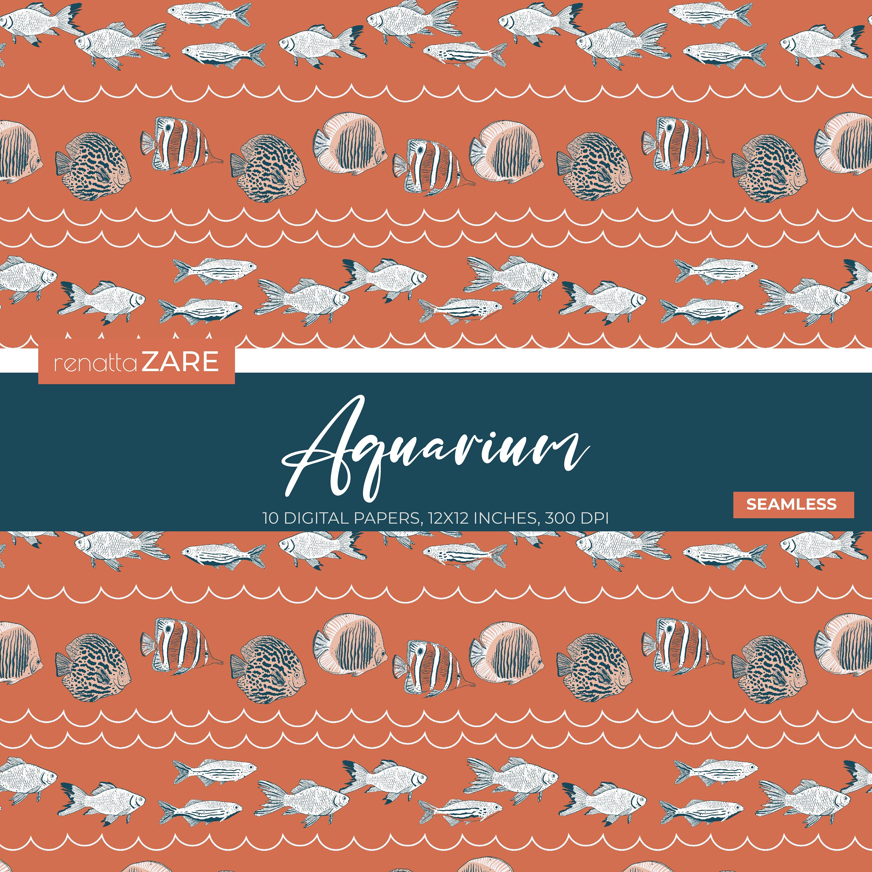 10 Underwater Digital Paper, Seamless Digital Paper, Aquarium Seamless ...