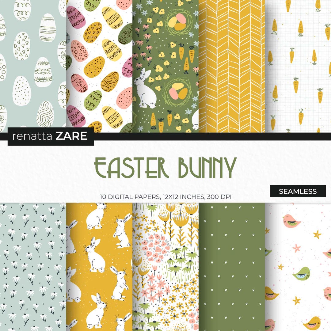 Easter Bunny and Egg Patterns Spring Easter Fabric Cute Carrots Flowers ...
