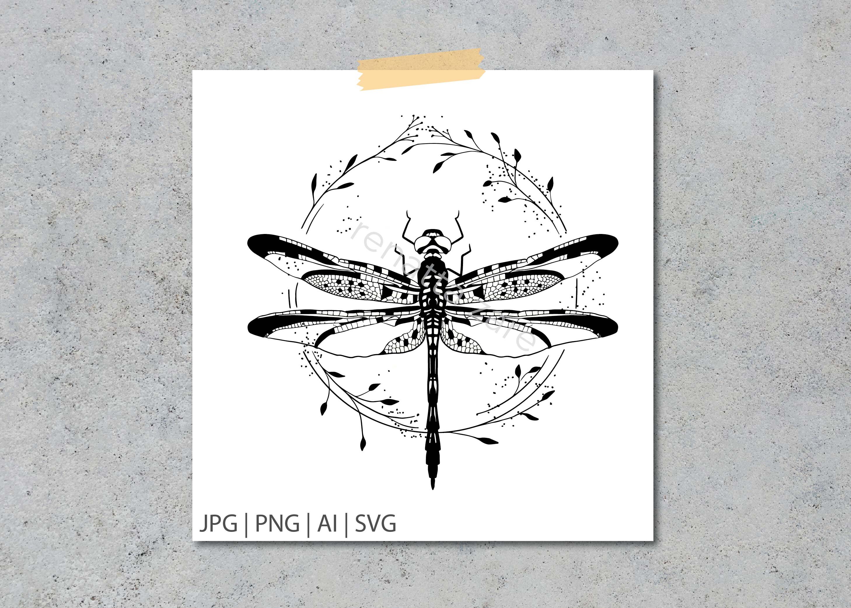 Dragonfly SVG, Clipart, Vector. Ink Drawn, Layered, Cut File. Insect ...